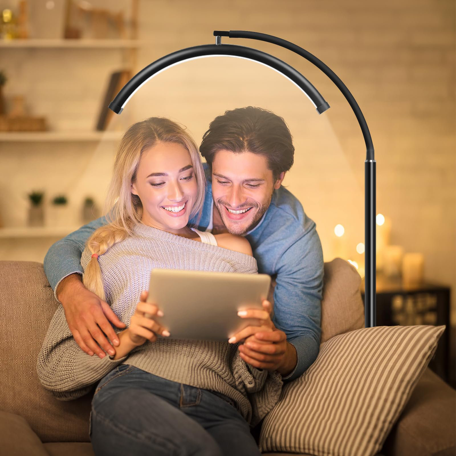 Zeki Shoggy Flexible Gooseneck Half Moon LED Floor Lamp - Super Bright ...