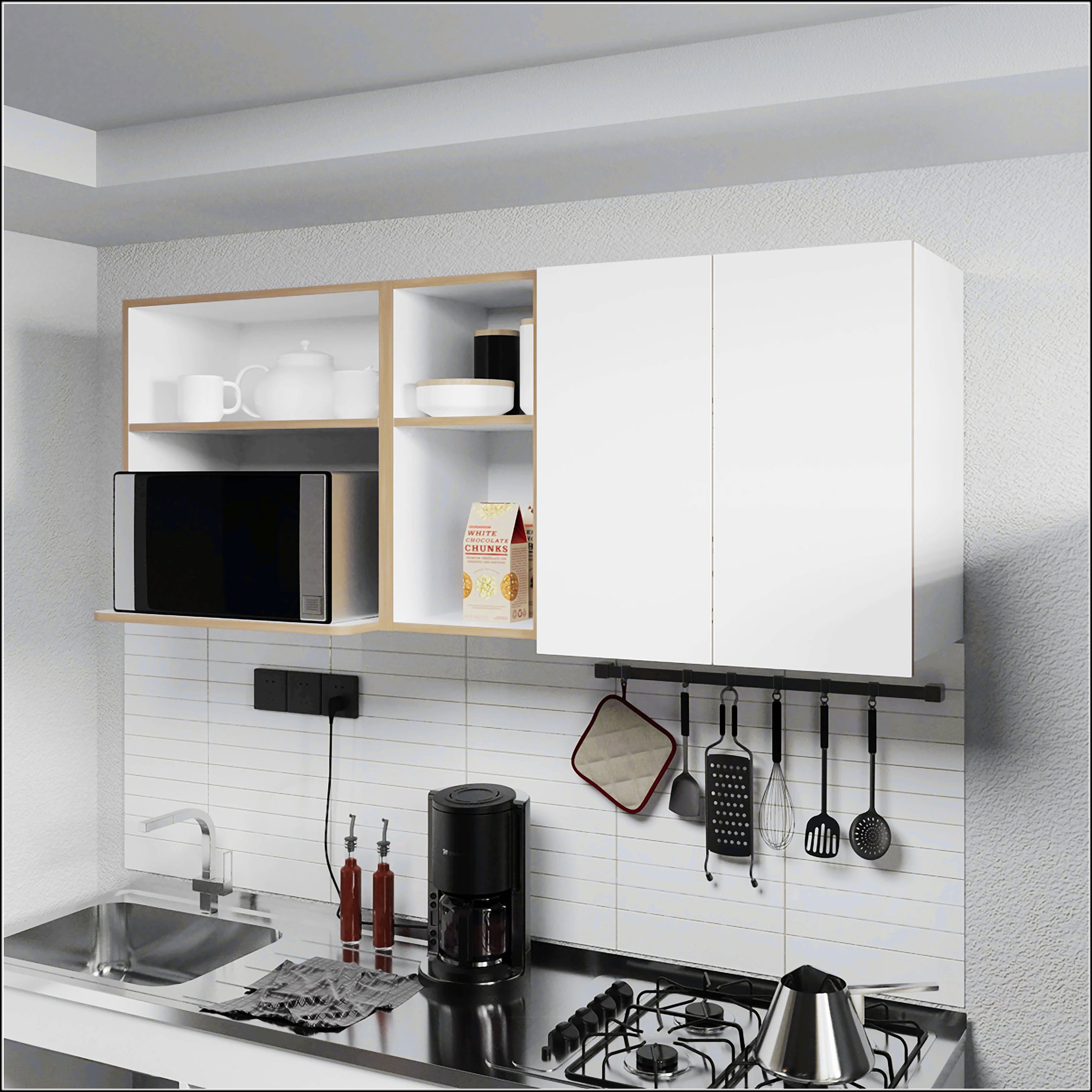 Latitude Run® Natural Oak And White Kitchen Cabinet - Wayfair Canada