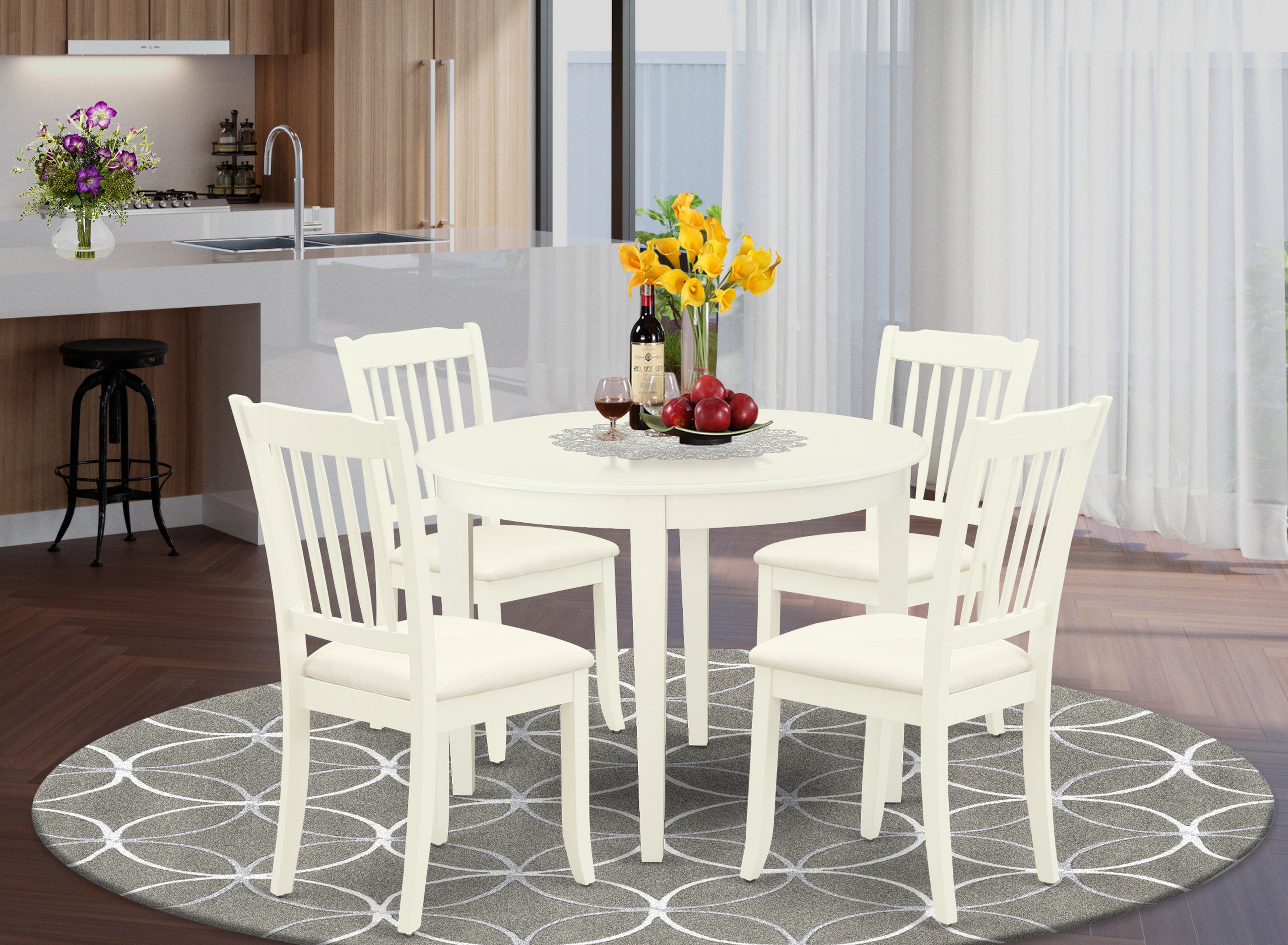 Red Barrel Studio® 5-Piece Buttermilk and Cherry Solid Wood Top - Round ...