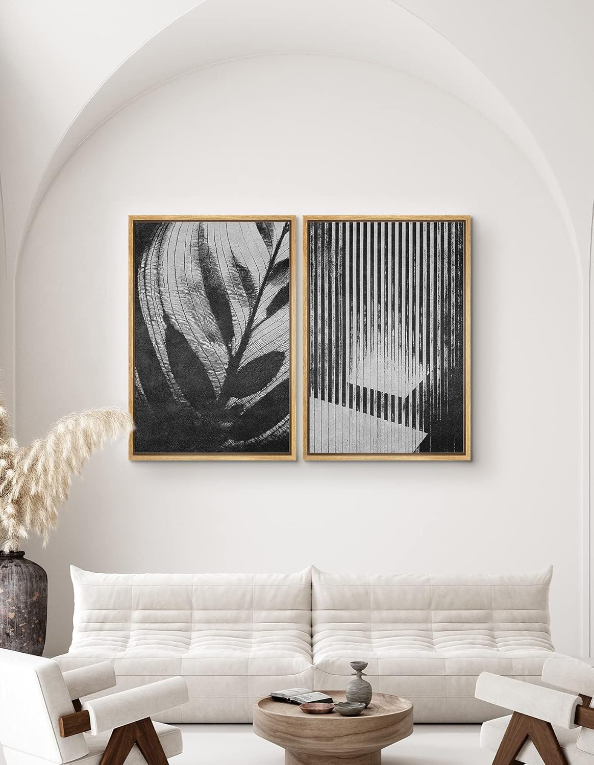 wall26 Abstract Style with Branch Stripes Nature Leaves Modern Art ...