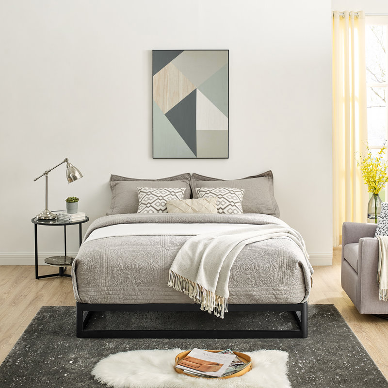 Latitude Run® Claudian Modern Metal Platform Bed Frame with Heavy Duty ...