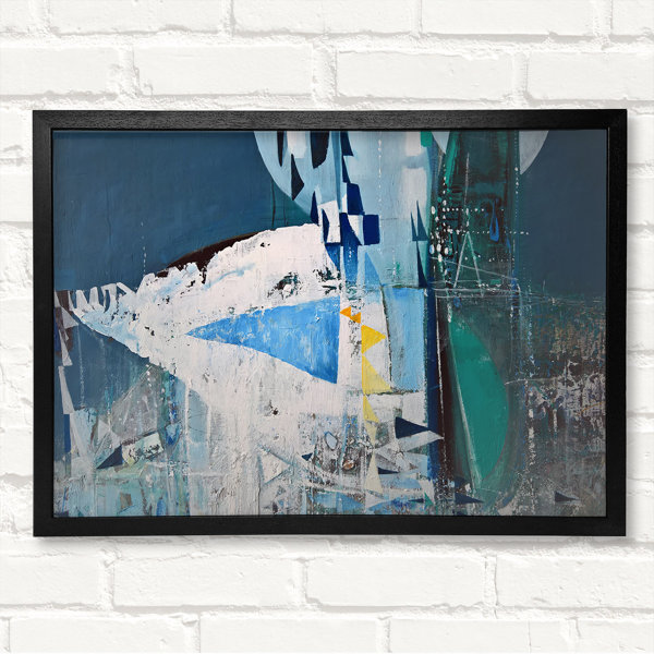 Metro Lane Teal And Blue Cold Shapes - Closed Corner Frame Print on ...