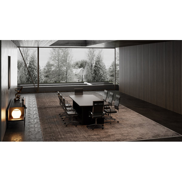 SolisPatio MAGNUS 100'' Solid Wood Curved Conference Table with 8 ...