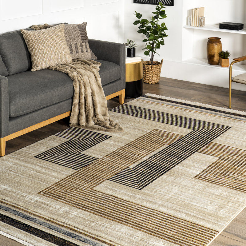 Red Barrel Studio® Marvinney Aline Contemporary Striped Fringe Area Rug ...