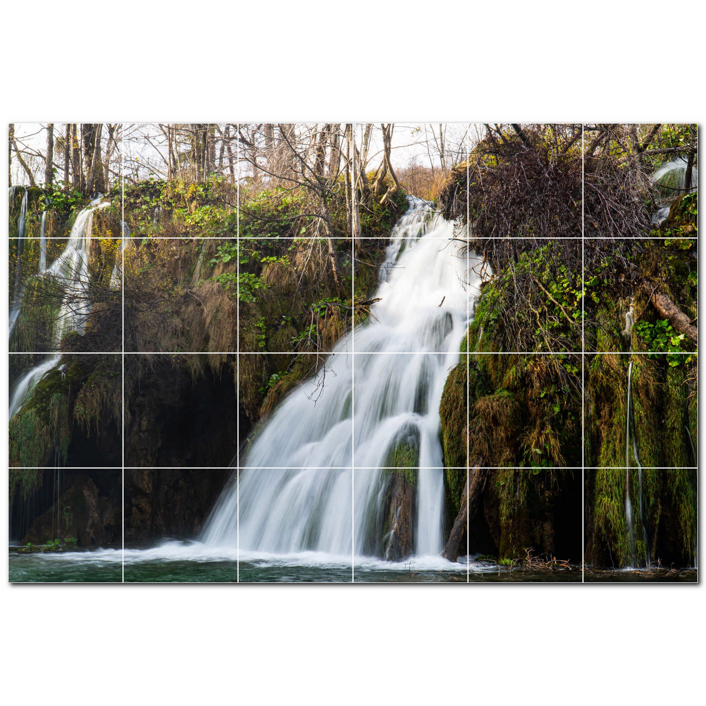 Picture-Tiles.com 72" x 48" Ceramic Waterfalls Photo Decorative Mural ...