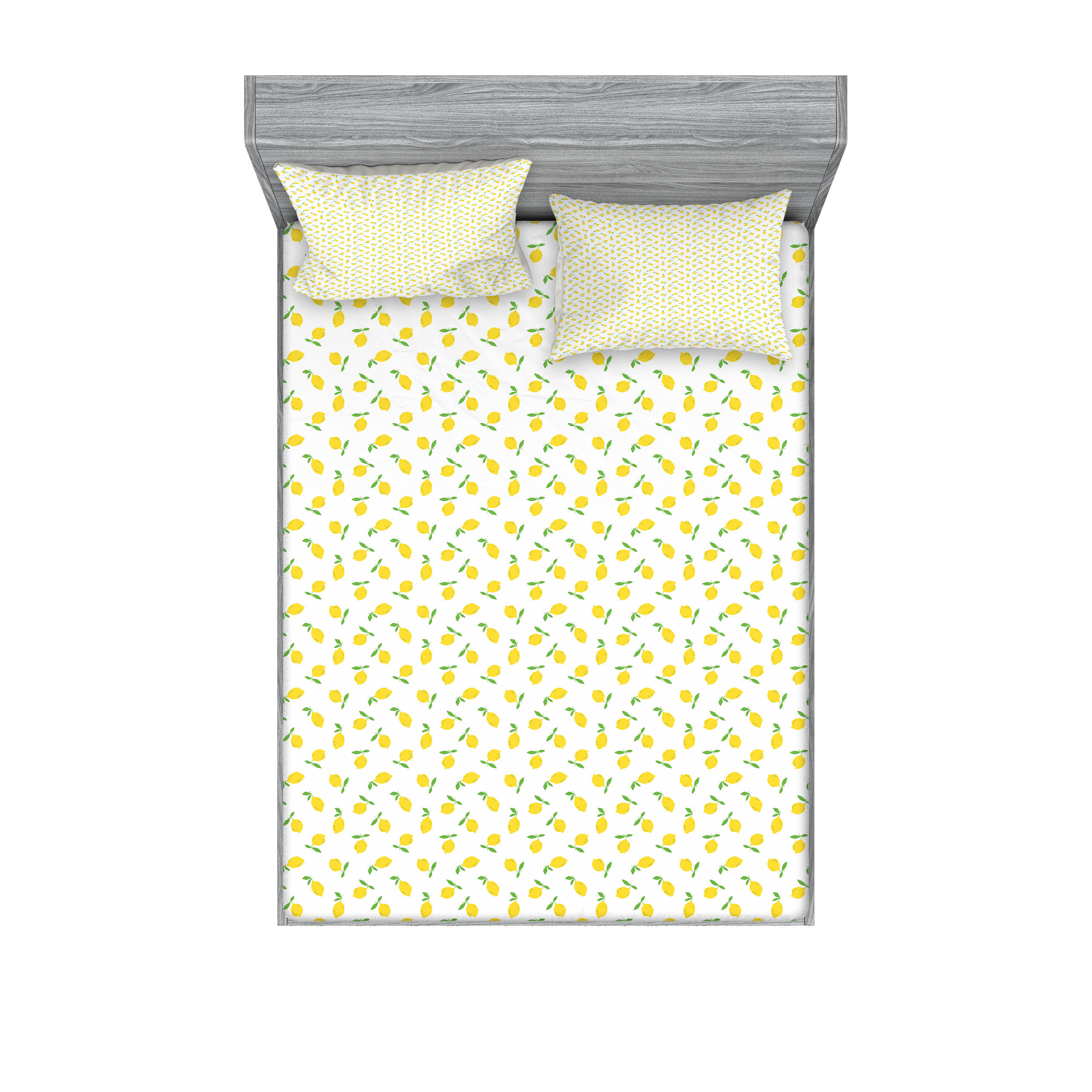 Ambesonne Lemon Fitted Sheet & Pillow Sham Mustard Lime Green | Wayfair