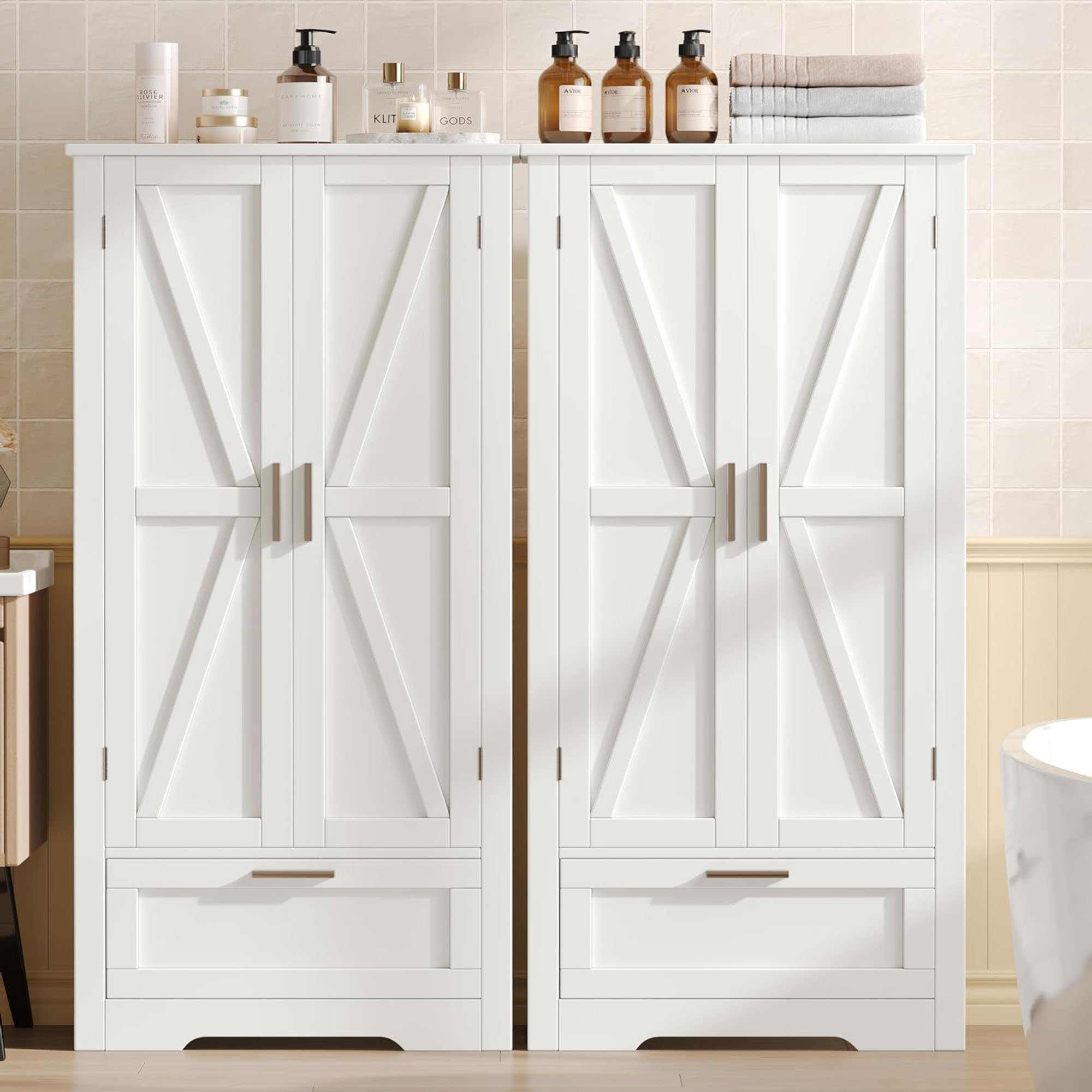 Gracie Oaks Armoire de rangement au sol avec tiroir, unité de rangement ...