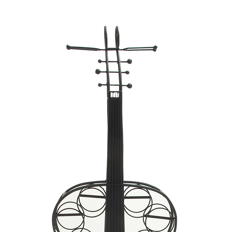 Fleur De Lis Living Black Metal Cello 26 Bottle Standing Wine Rack ...