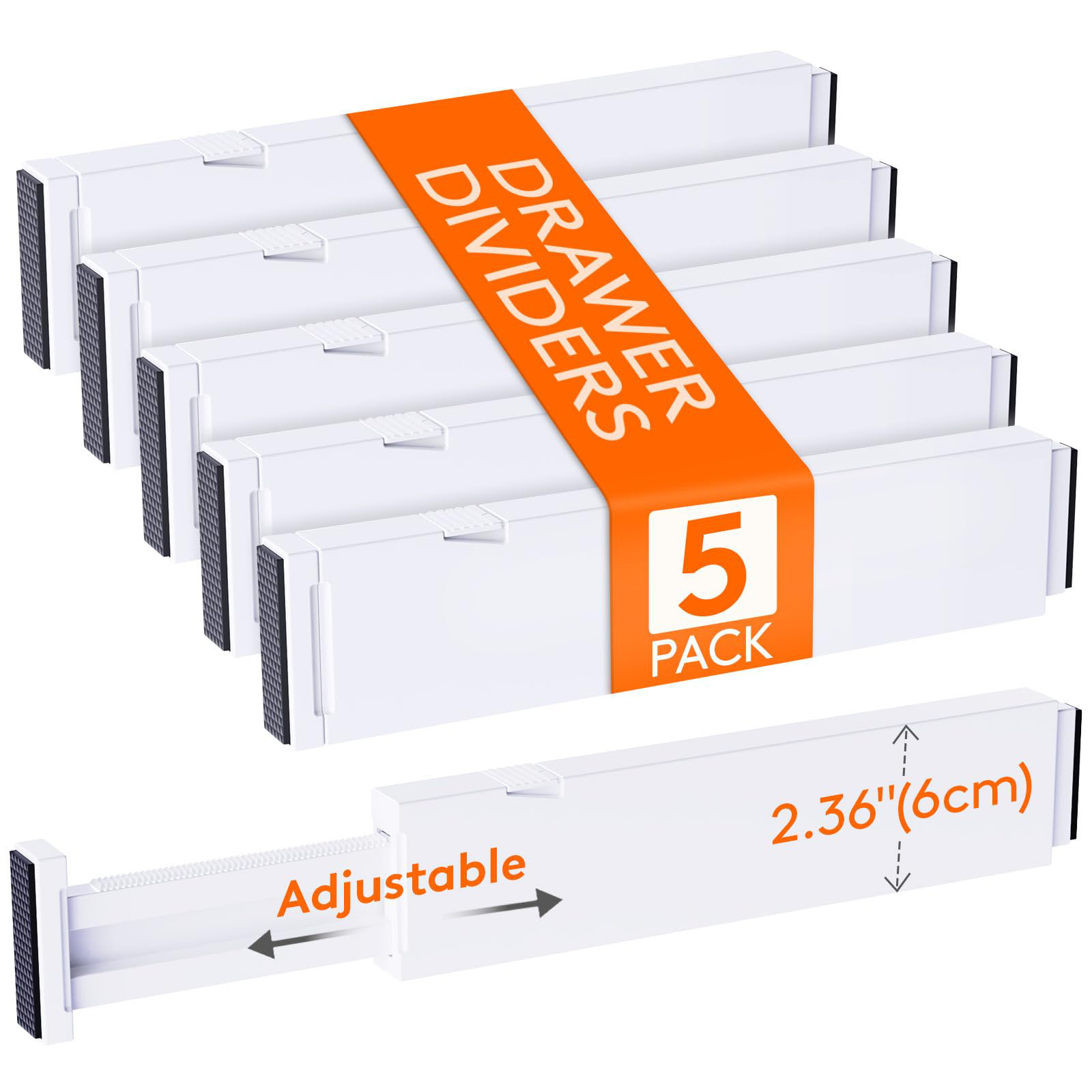 Rebrilliant Drawer Dividers 2.36" High,11"-17" Adjustable Drawer ...