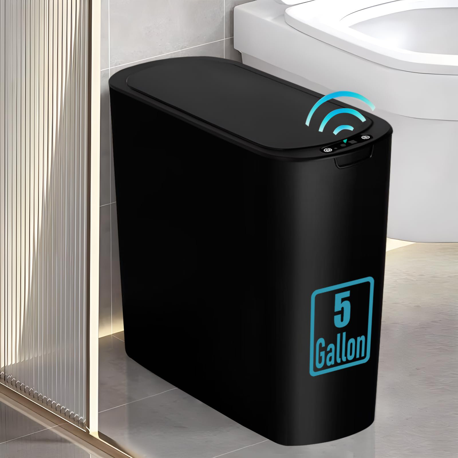FEIYAN 5 Gallon Motion Senor Bathroom Trash Can With Lid, Automatic ...