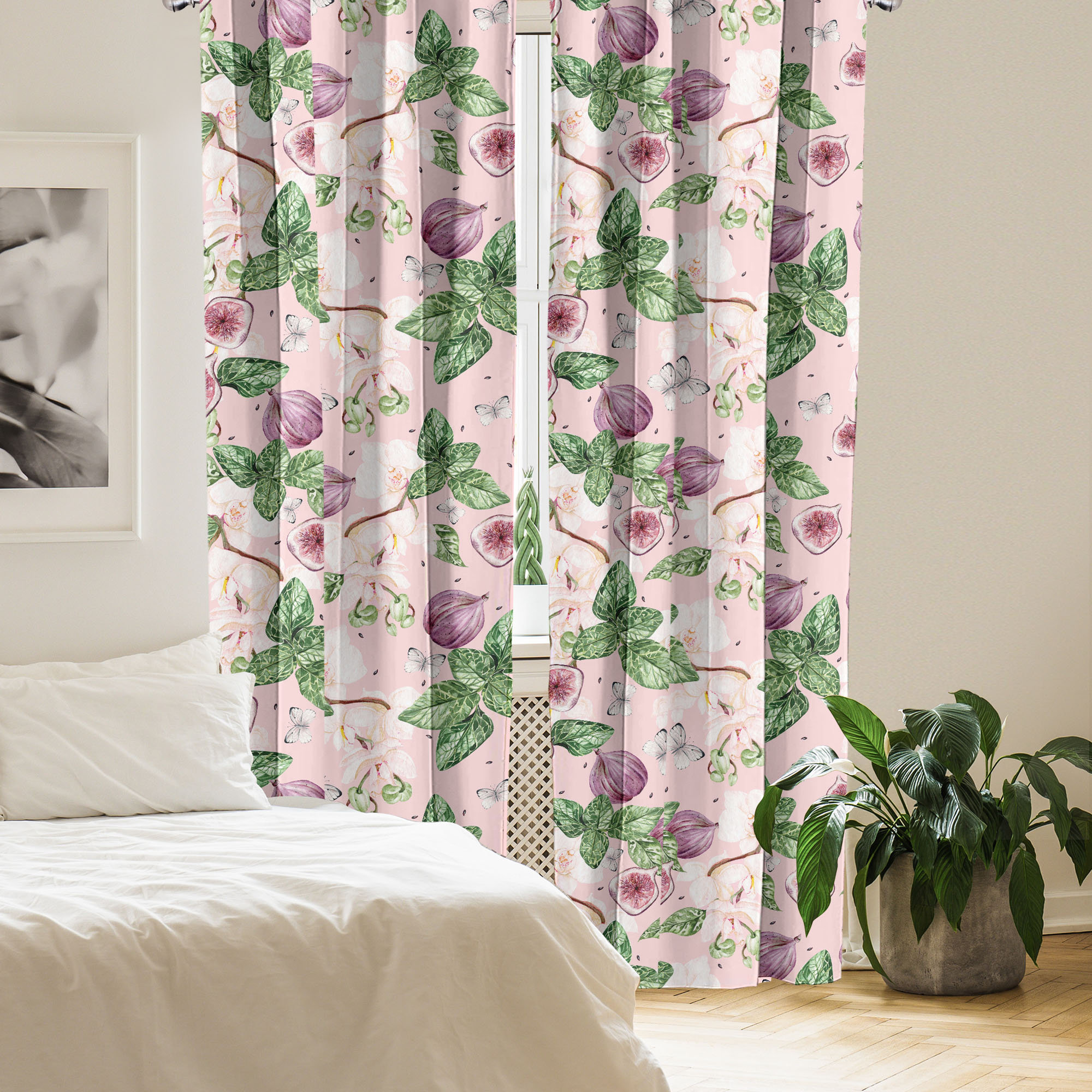 East Urban Home Spring Floral Curtains Orchid Flowers Figs Pair 427928 ...