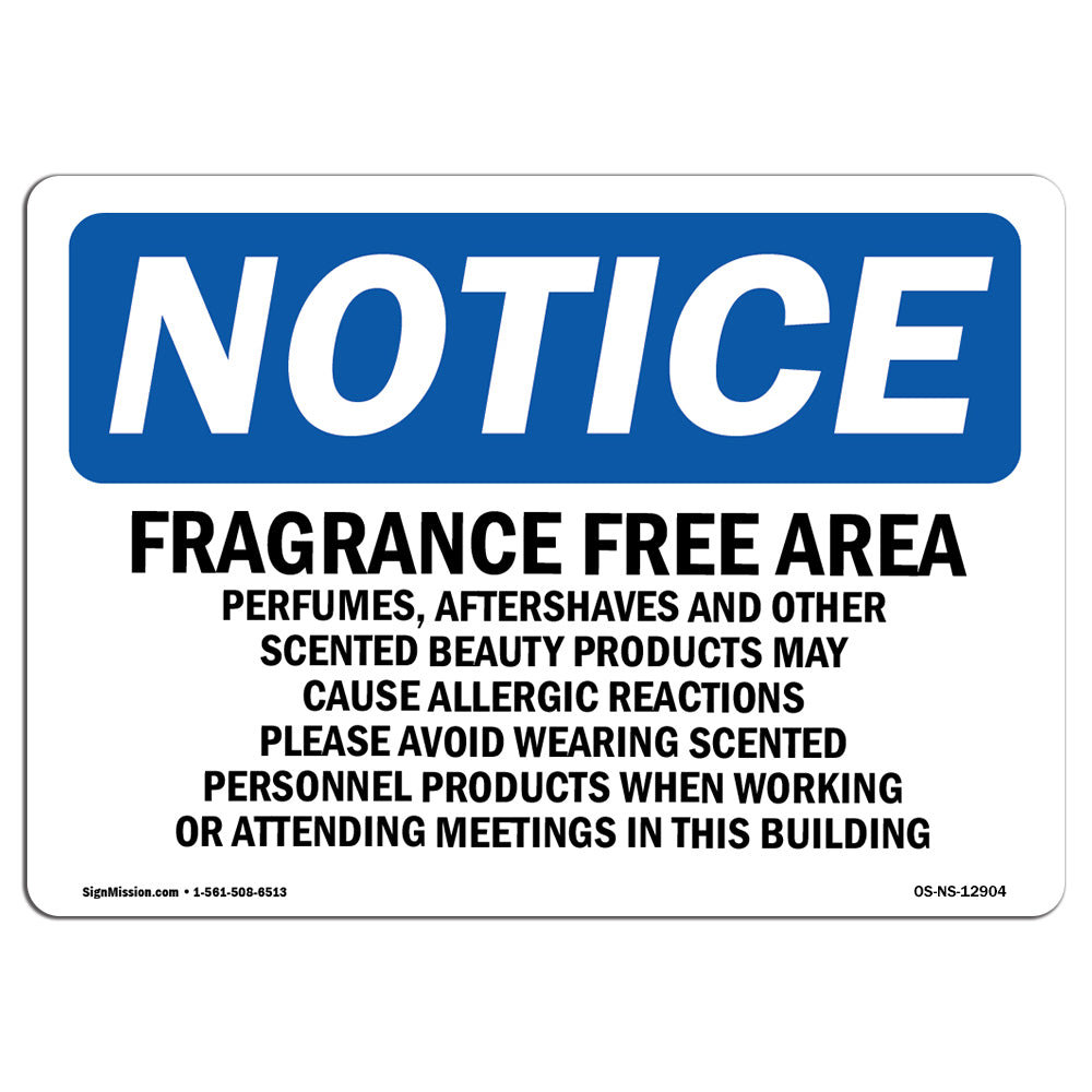 SignMission Fragrance Free Area Perfumes Aftershaves Aluminum Sign 12 x ...