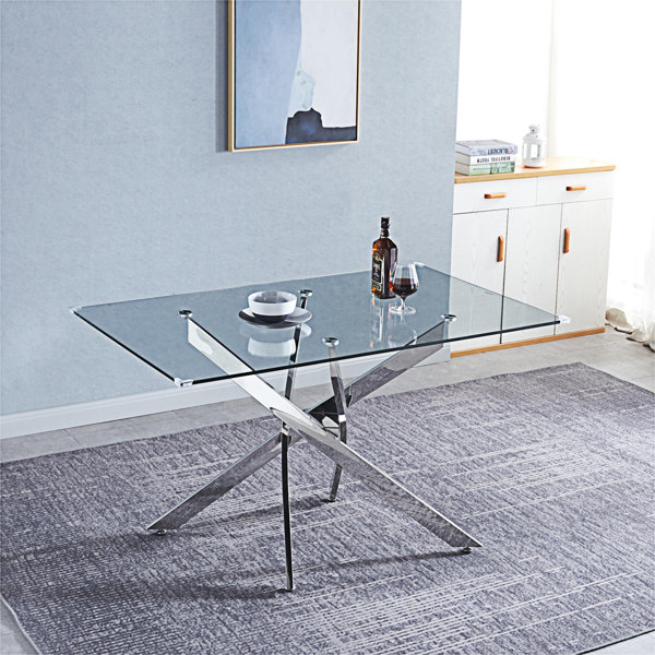 Mercer41 Modern Glass Table For Dining Room/Kitchen (Only Tables, No ...
