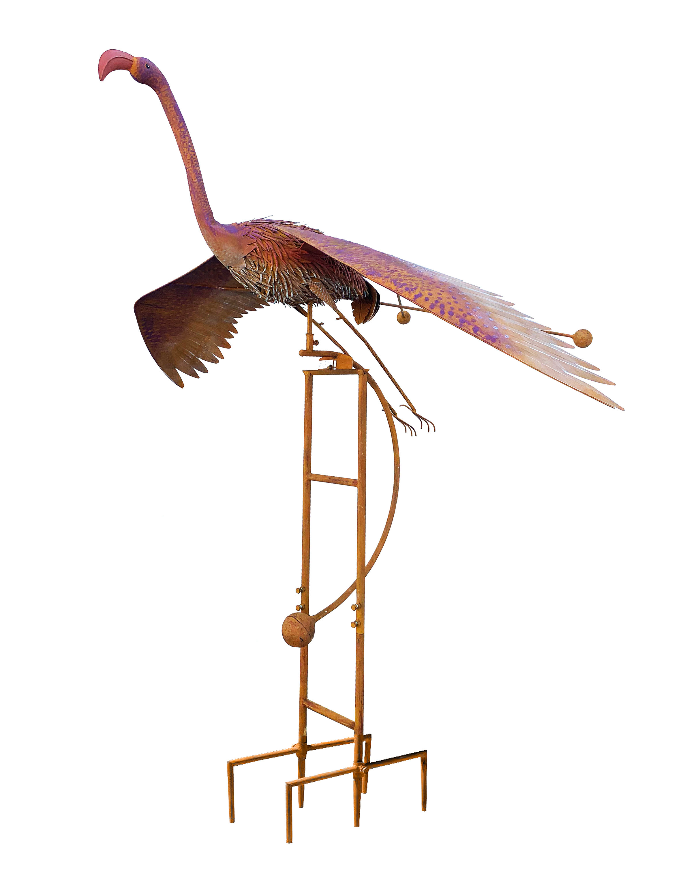 Bayou Breeze Gibb Flying Big Flamingo Kinetic Rocker Garden Stake ...