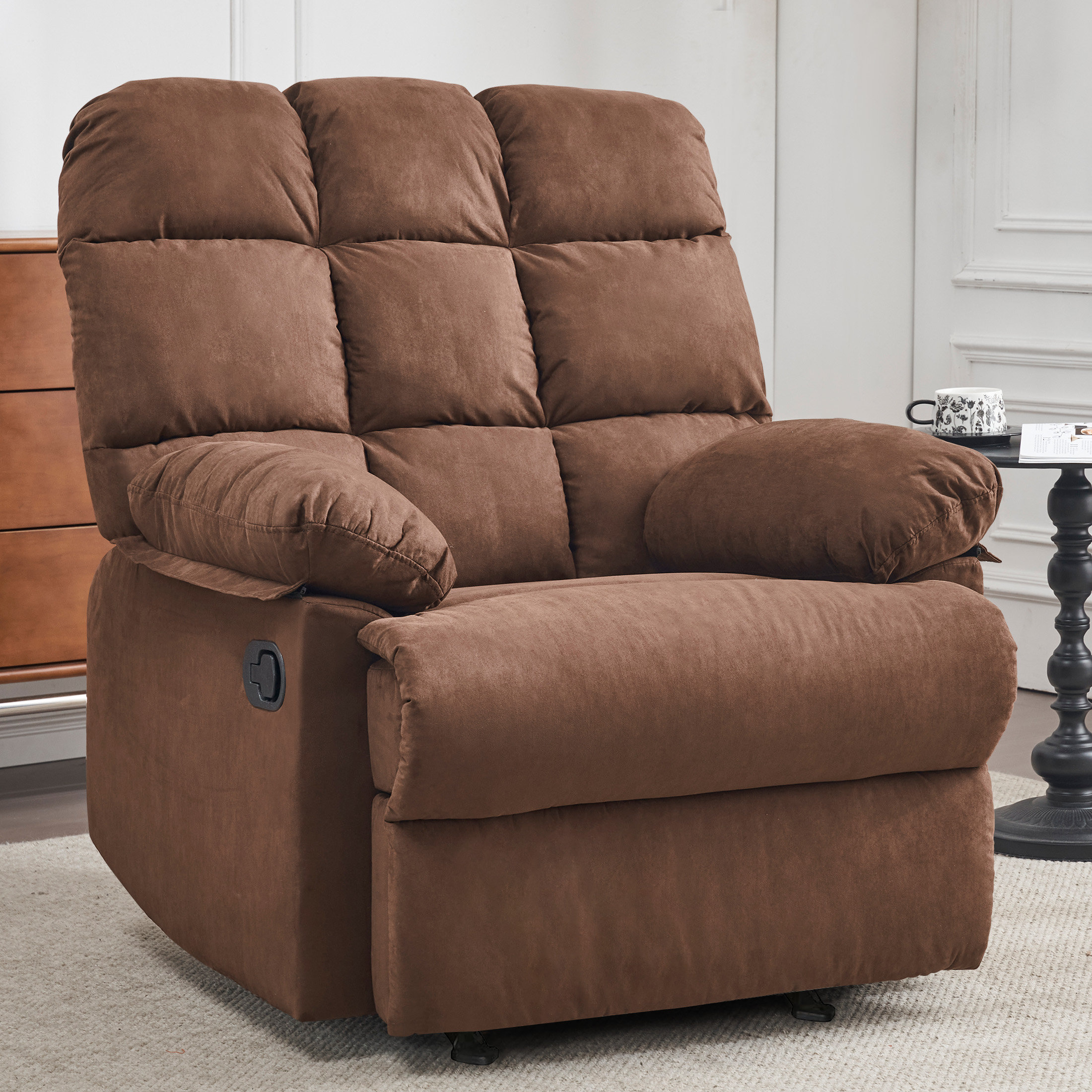Ebern Designs Overstuffed Large Manual Rocker Recliner Chair for Adults ...