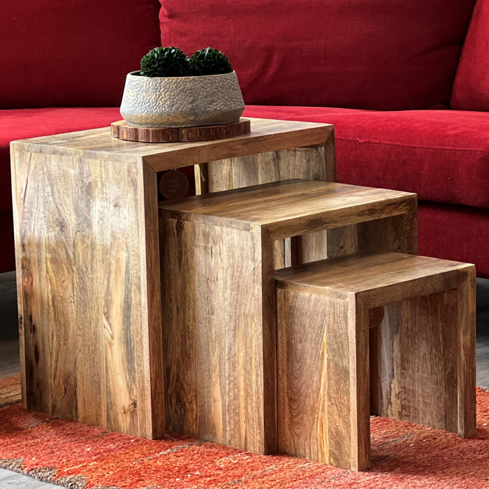 Loon Peak® Genci Solid Wood Top Nesting Tables | Wayfair
