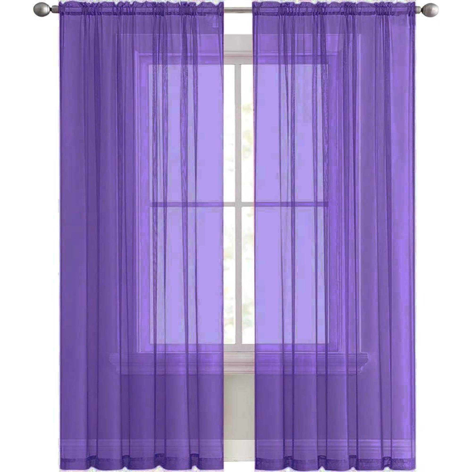 Dakota Fields Sheer Voile Window Treatment Rod Pocket Curtain Panels ...