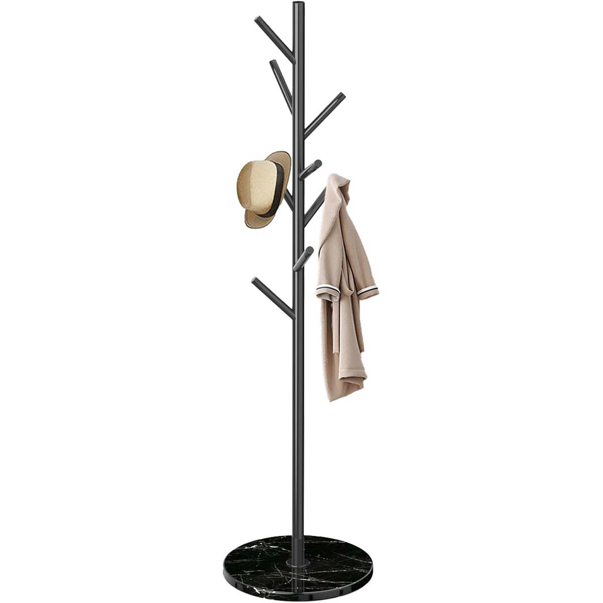 Ivy Bronx Coat Rack With Natural Marble Base, Metal Coat Racks ...