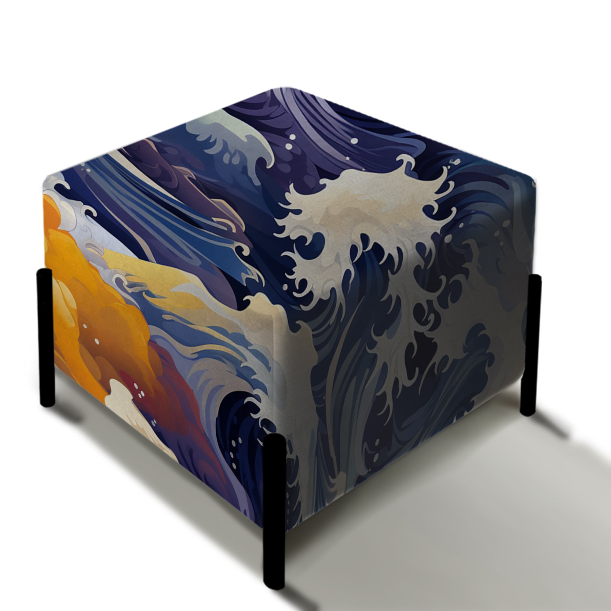 Design Art Purple Hokusai Waves Japanese Pattern - Coastal Square ...