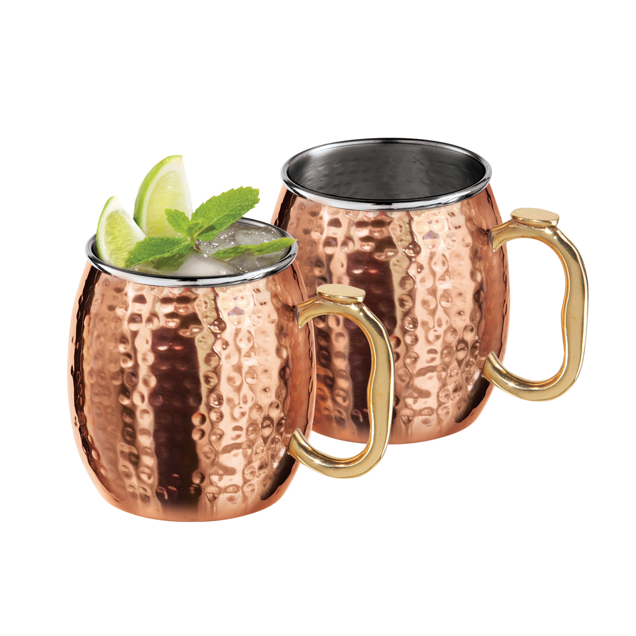 Oggi Barware 2 Piece 18 Oz Stainless Steel Hammered Moscow Mule Mugs ...