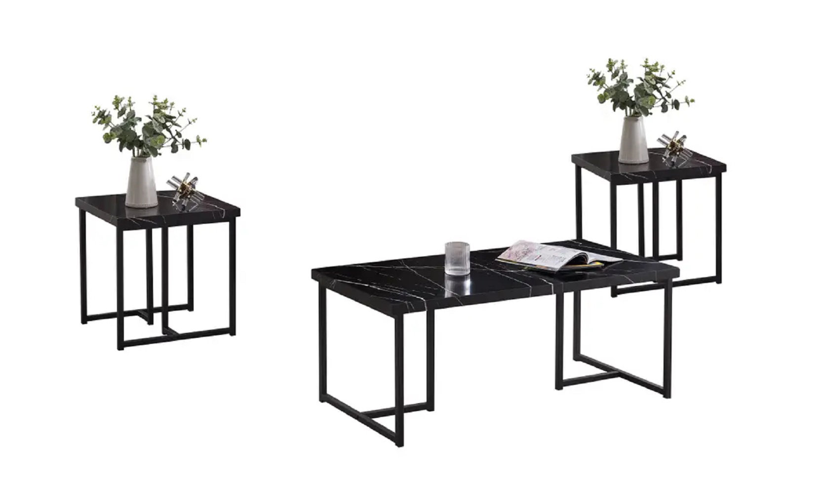 Hokku Designs Alcina 3-Piece Living Room Table Set - Coffee Table Set ...