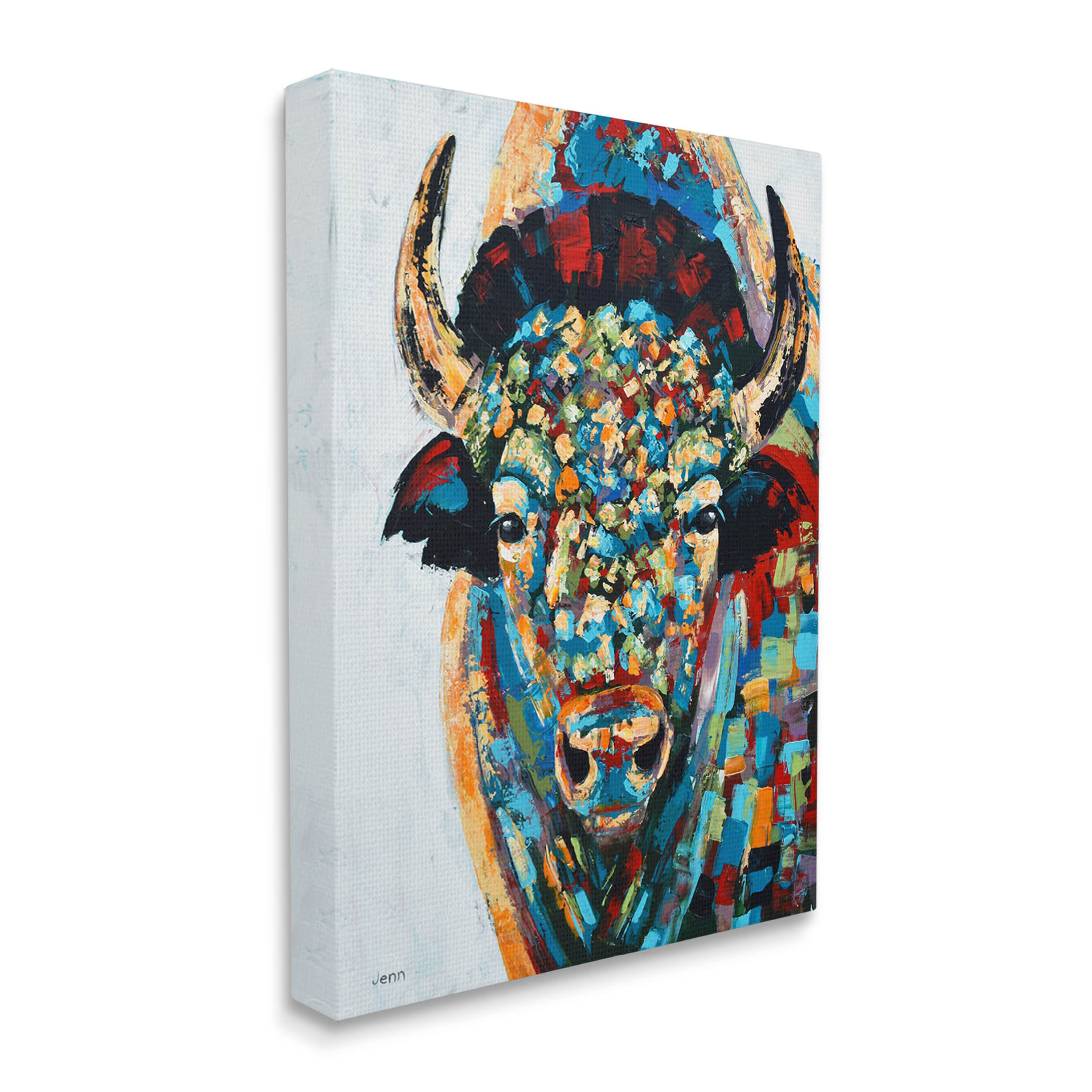 Stupell Industries Abstract Bison Kaleidoscopic Strokes Canvas Wall Art ...