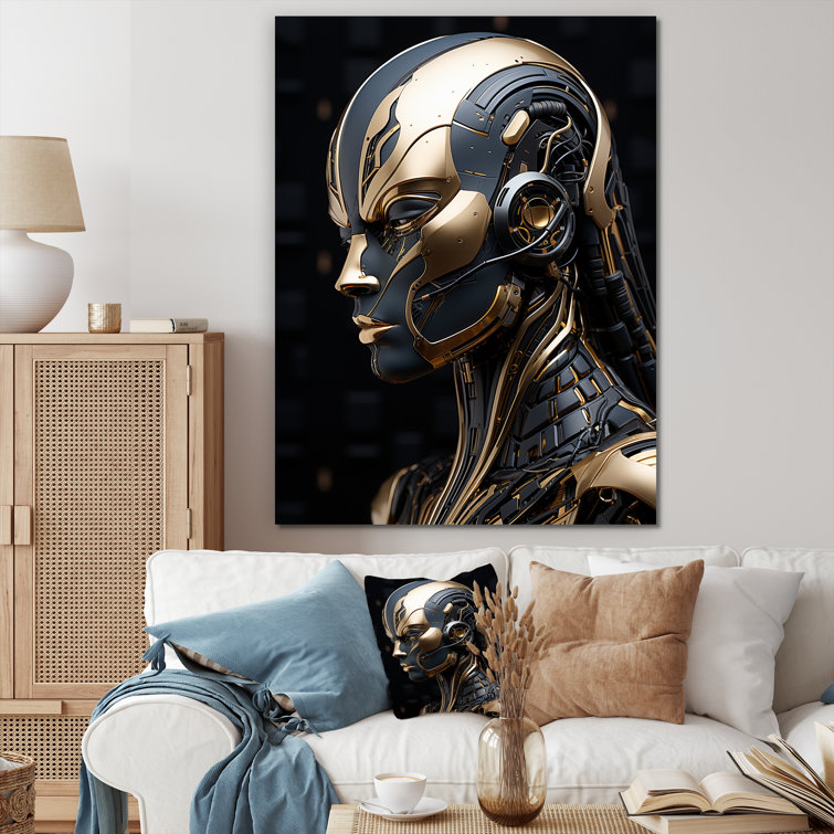 17 Stories Sci-Fi Portrait Of Futuristic Cyborg Woman On Canvas Print ...