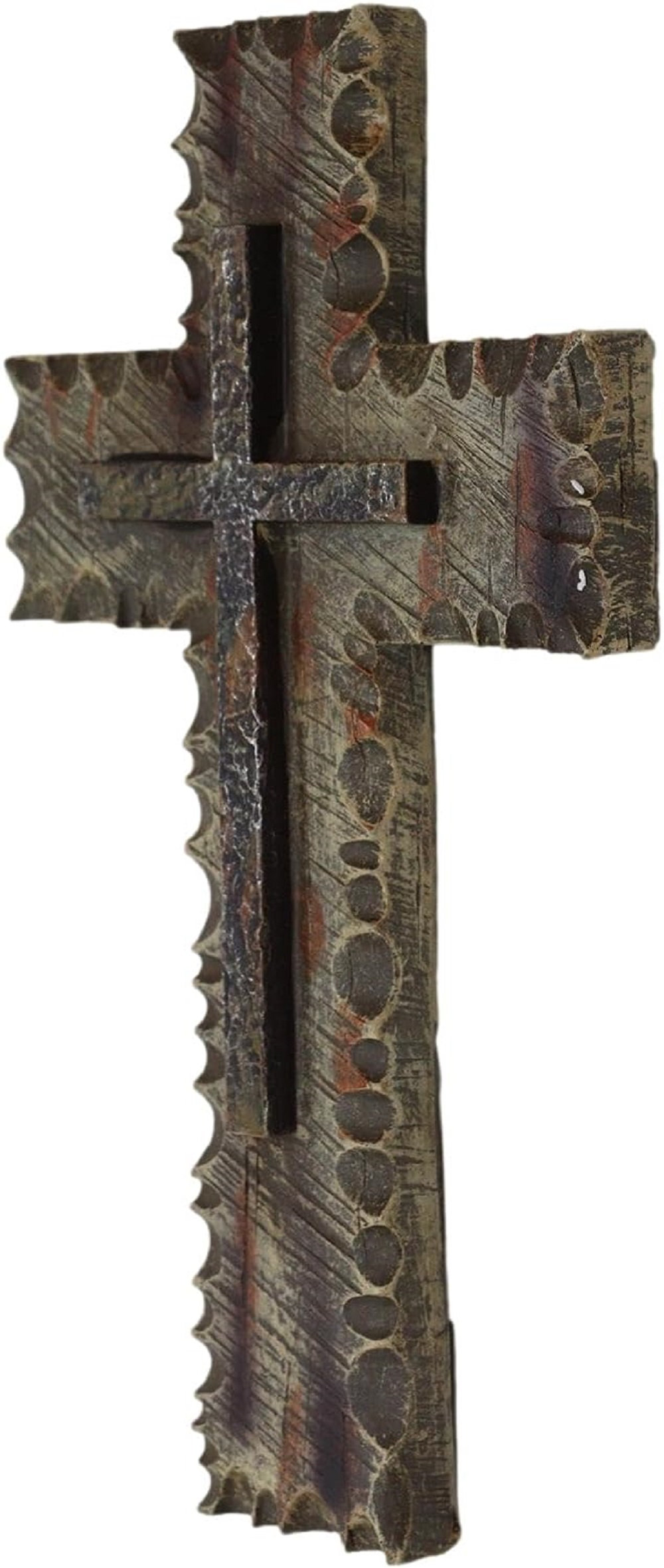 Loon Peak 10"H Rustic Western Chiseled And Chipped Faux Wood Layered ...