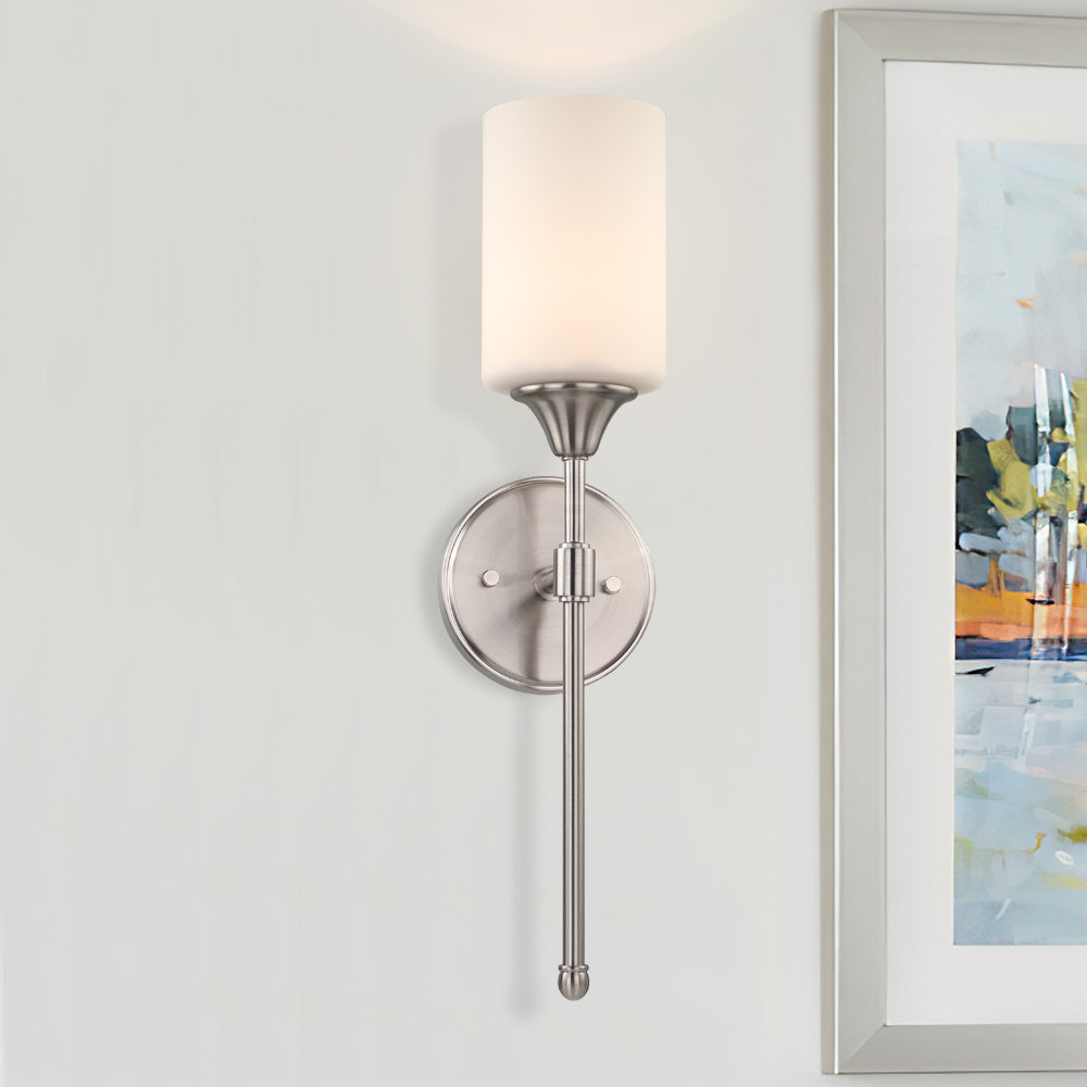 Latitude Run® Wall Light 1 Light Wall Sconce With Glass, Bath Vanity ...