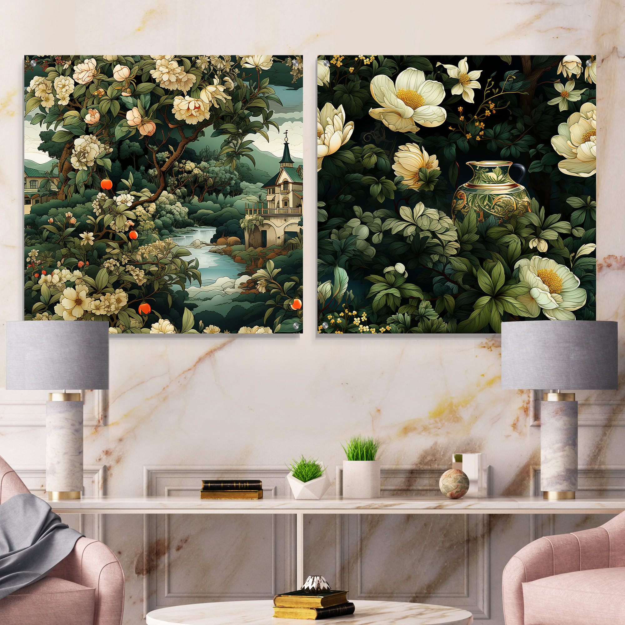 Lark Manor Enchanted Garden Scenes Victorian Pattern - Abstract ...