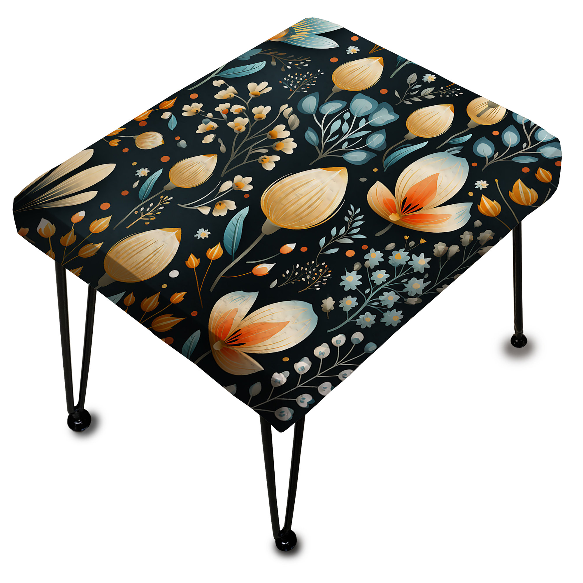 Design Art Scandinavian Botanical Collage - Botanical Rectangle Ottoman ...