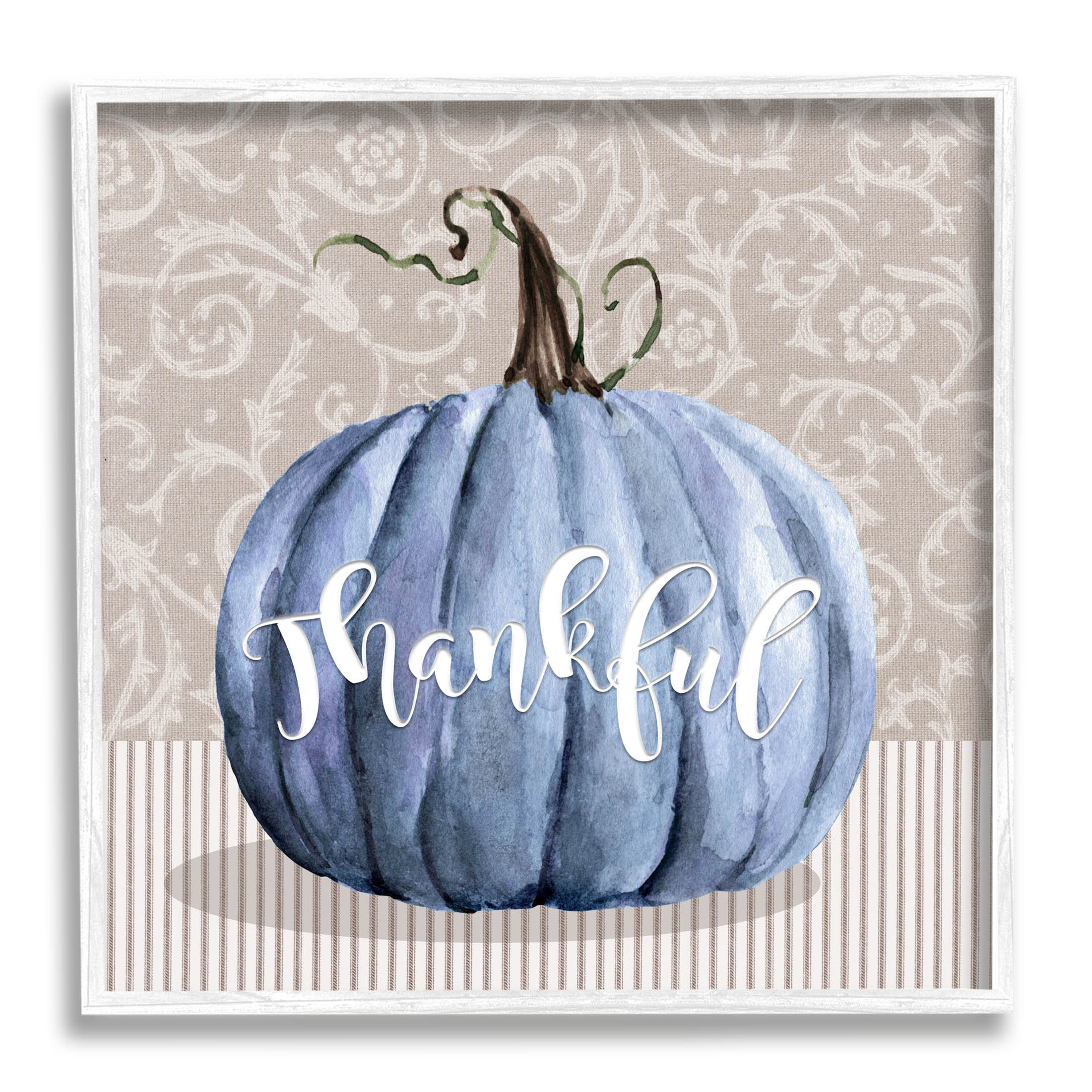 Stupell Industries Thankful Patterned Fall Pumpkin Giclee Art By Livi ...