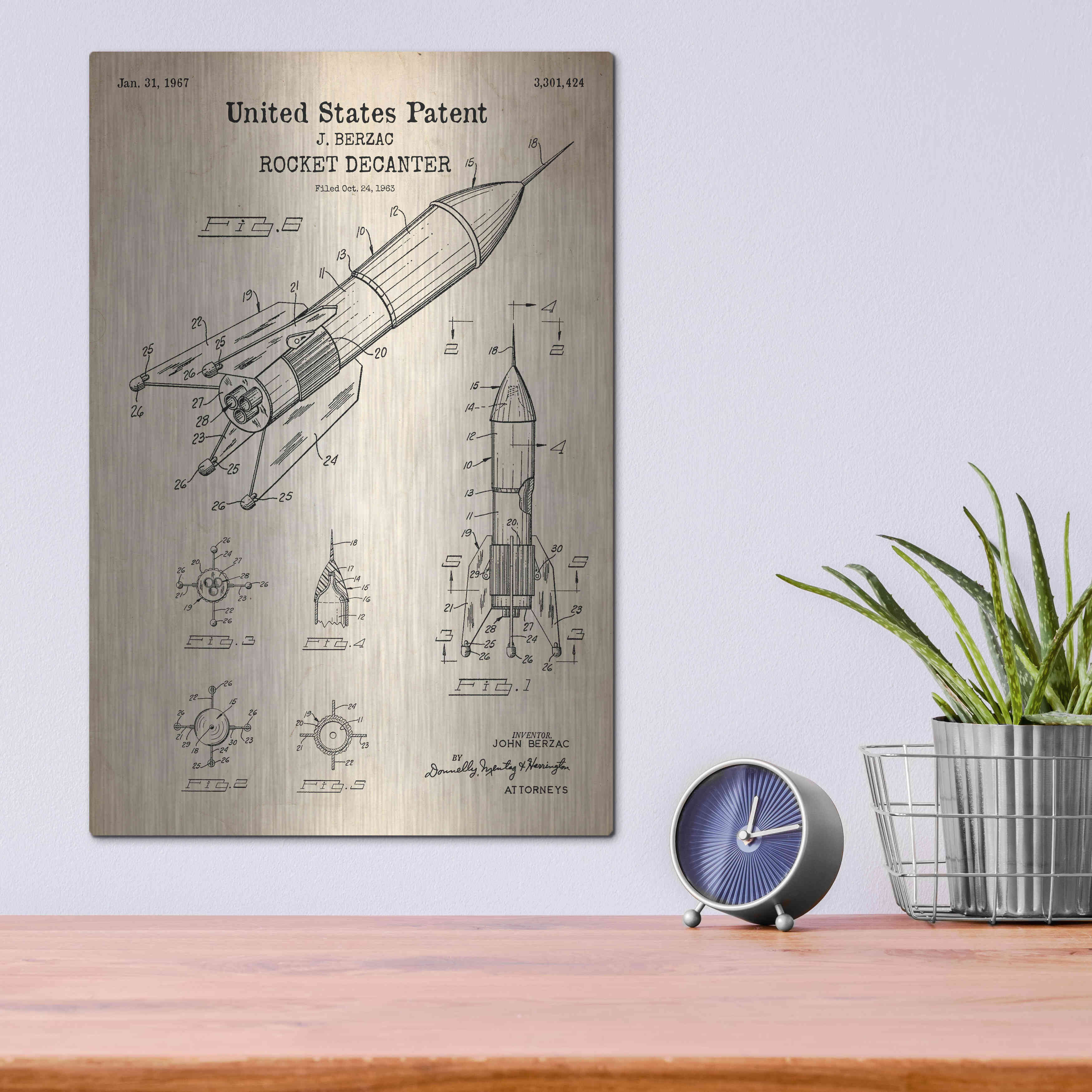 Williston Forge 'Rocket Ship Blueprint Patent Parchment' Metal Wall Art ...