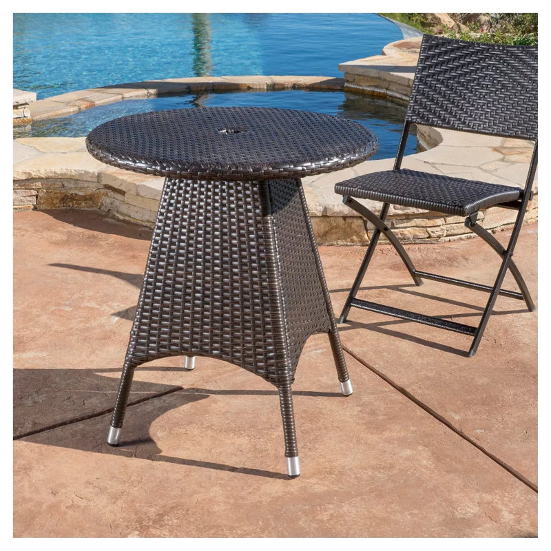 Dakota Fields Round Wicker Bistro Table - Multi Brown | Wayfair