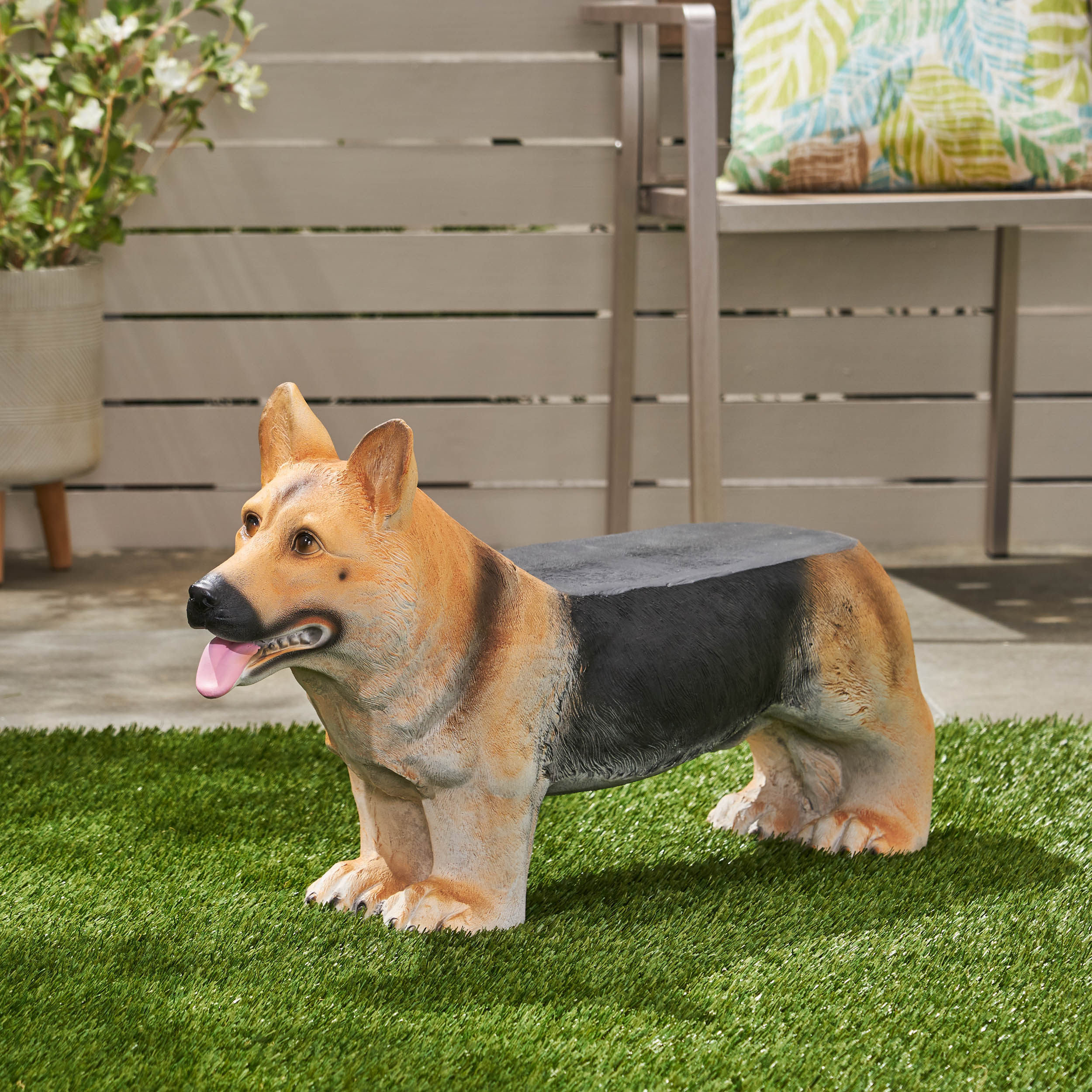 Winston Porter Cullimore German Shepherd Dog Concrete Garden Bench ...