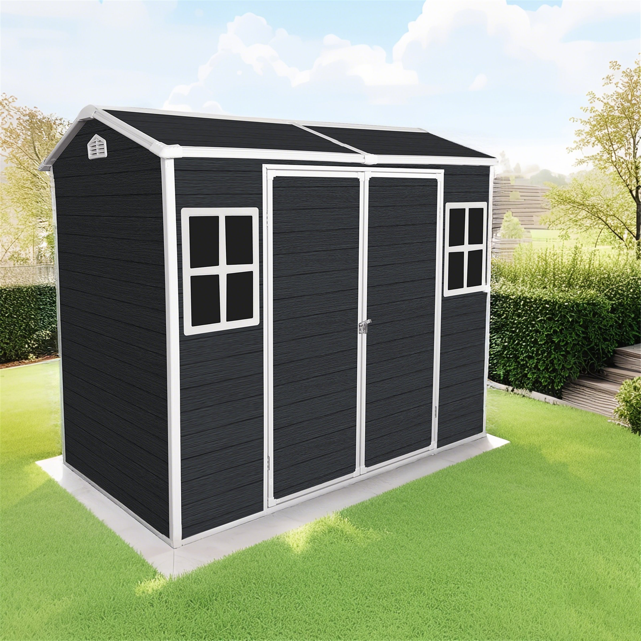 Modern Escapes Decor Outdoor 8ft×6ft Resin+Steel Frame Weather-Resist ...