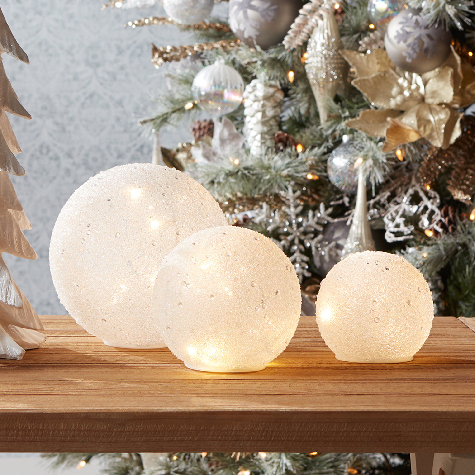 Etta Avenue™ 3 Piece LED Frosted Globes with 6 Hr Timer Glass Set ...