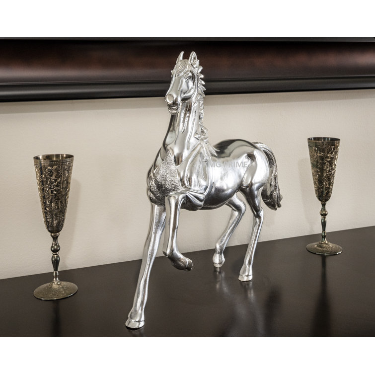 Union Rustic Apsel Horse Statue Hand Carved & Polished Solid Metal ...