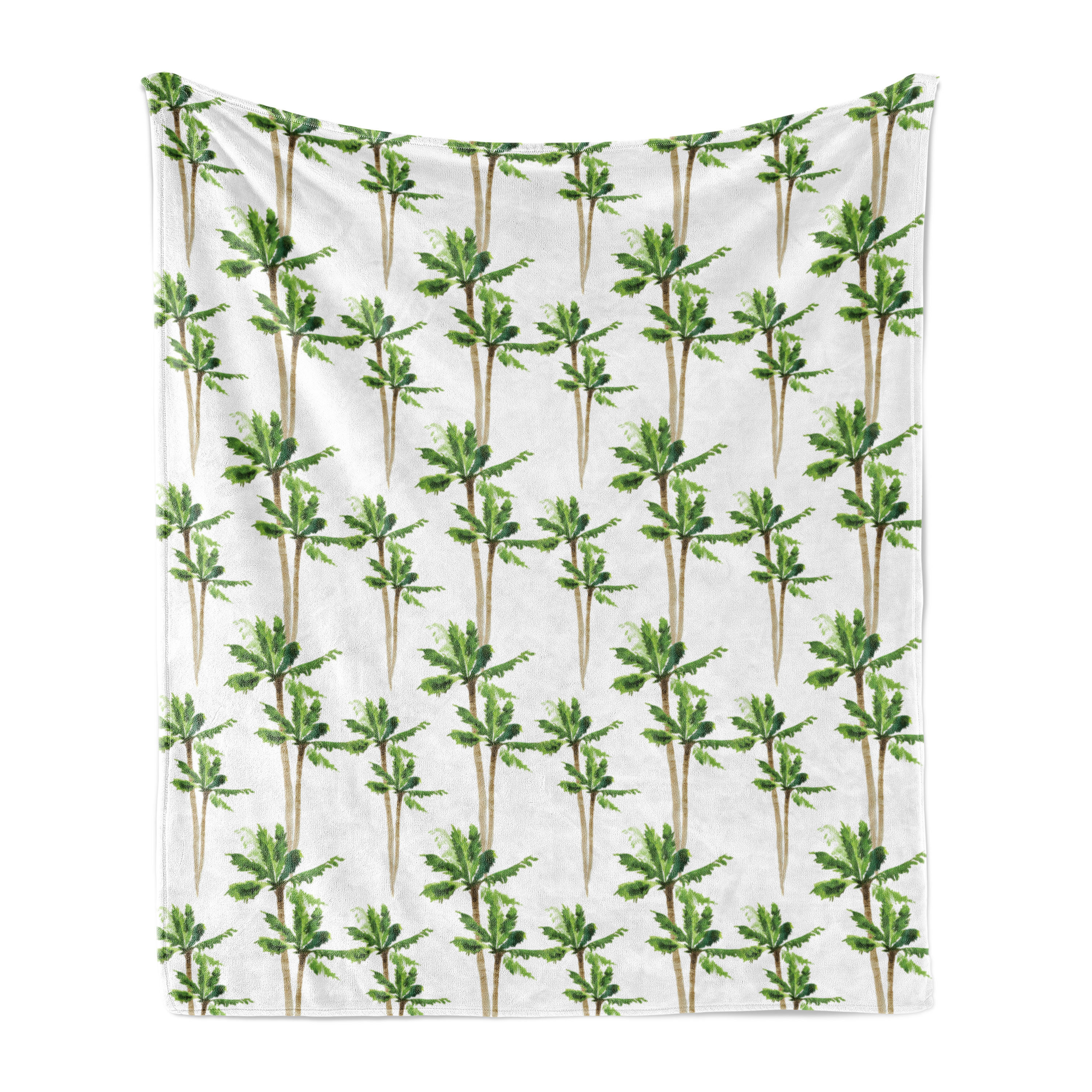 Ambesonne Palm Tree Fleece Throw Blanket Forest in Watercolors | Wayfair