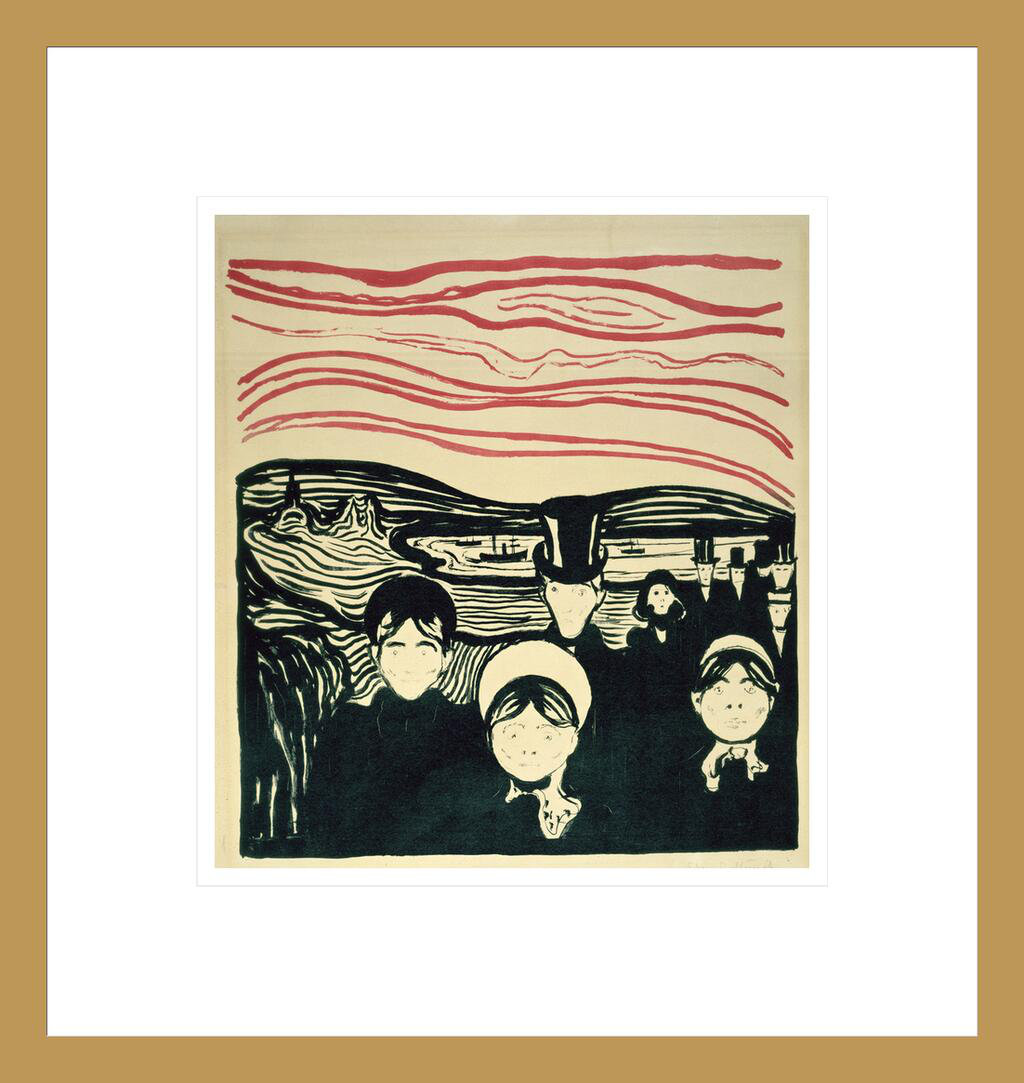 1000Museums 'Angstgefuhl' - Anxiety by Edvard Munch -Framed Giclee ...