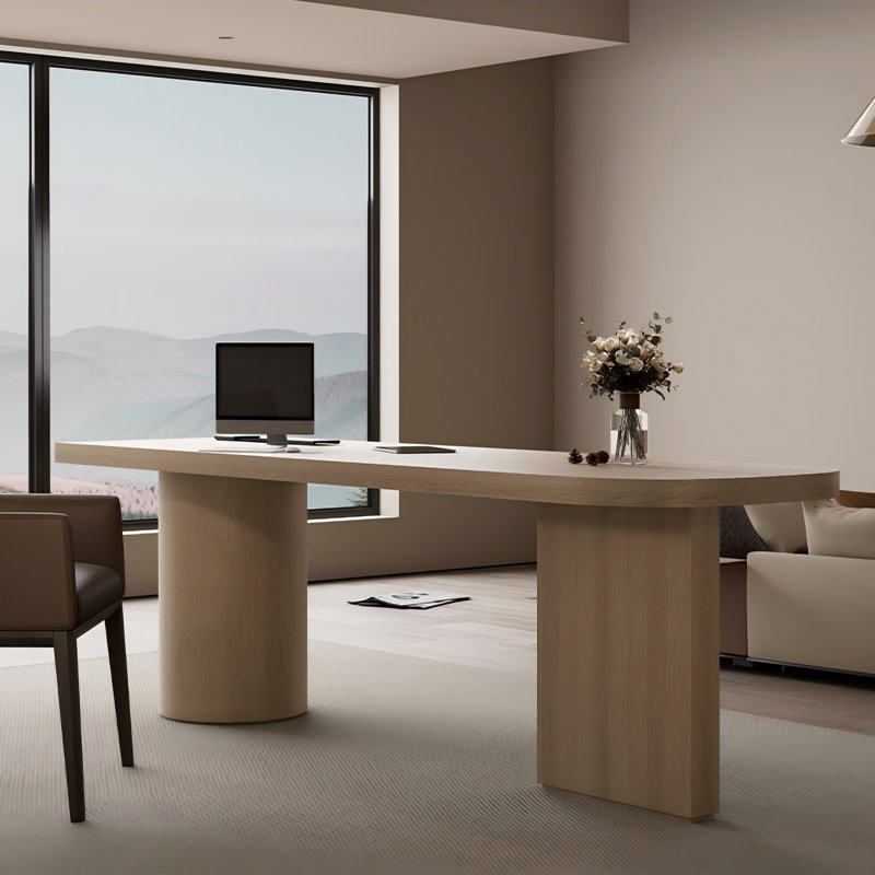 Tha Dream Team Modern Minimalist Beige Rectangular Solid Wood Office ...