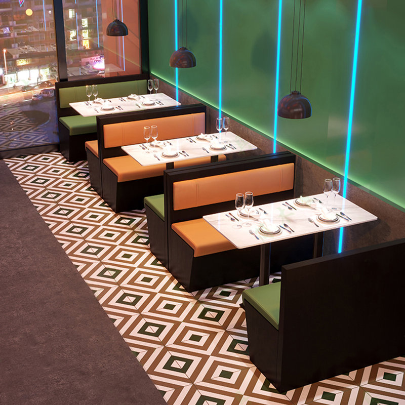 Visual card holder Modern Restaurant Cafe Upholstered Benches Faux ...