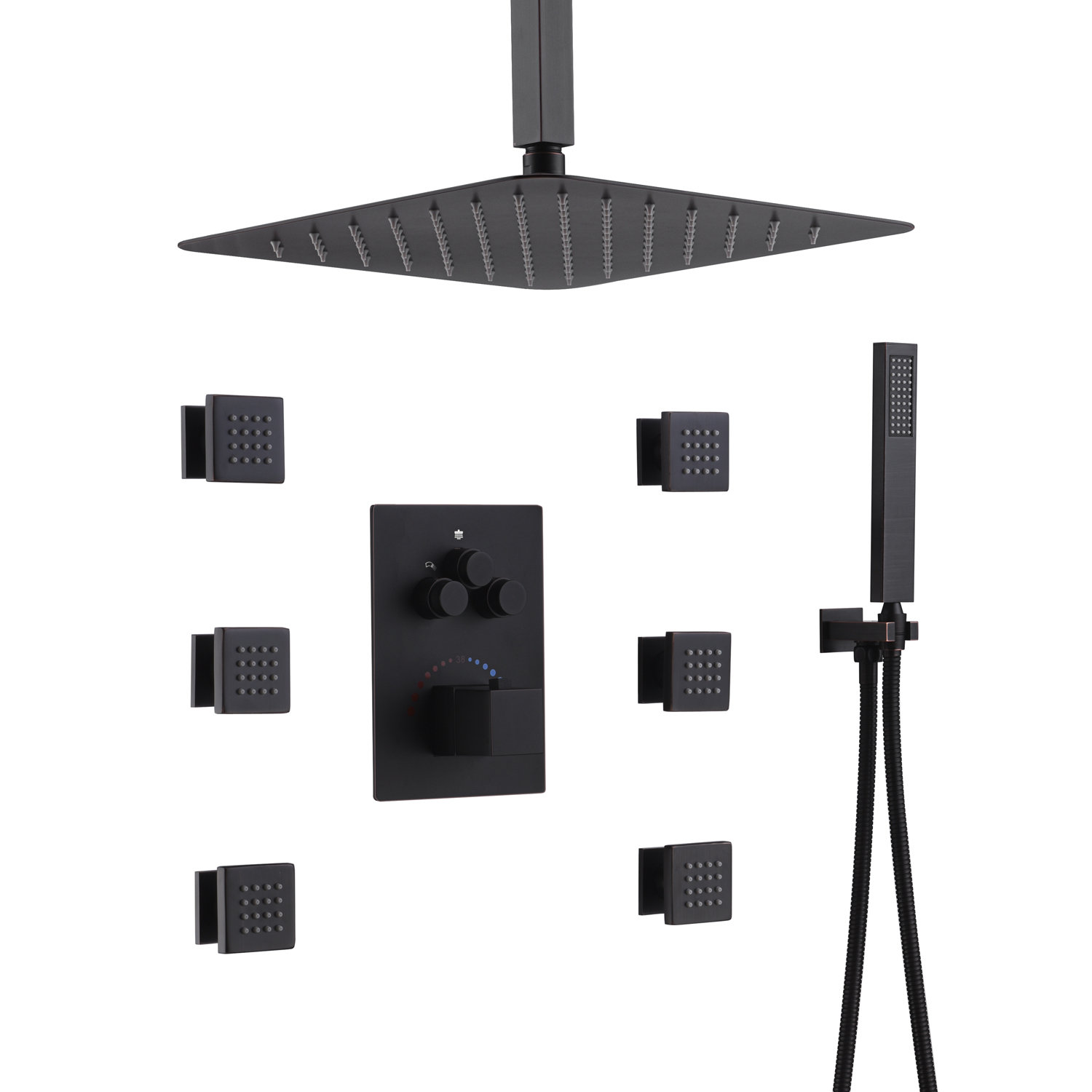 Wonderland America Système de douche thermostatique à trois voies avec valve brute et ...