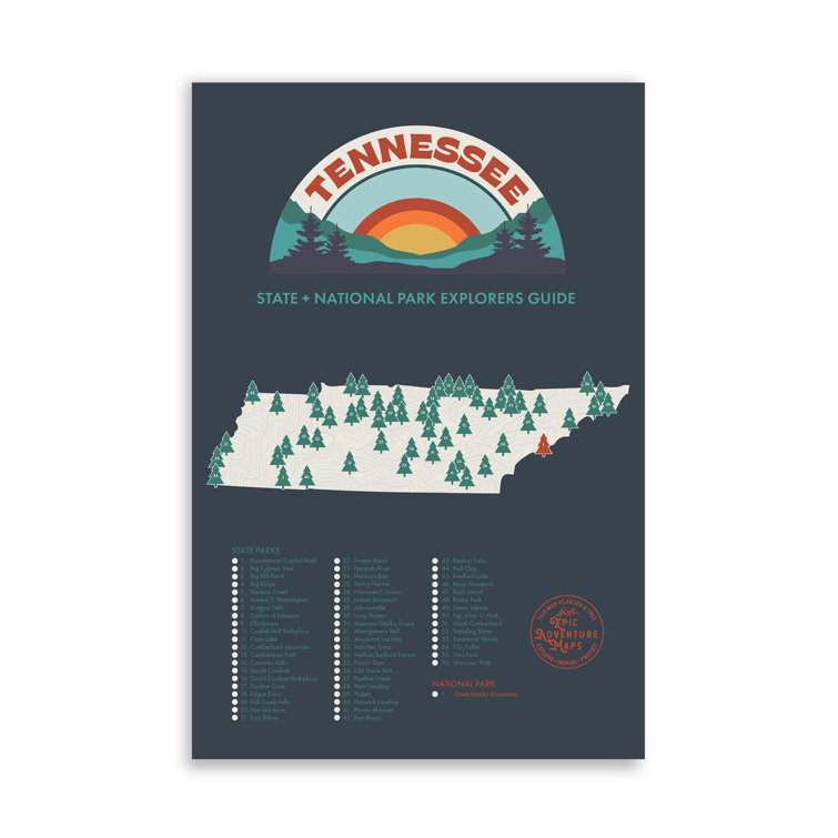 Trinx Map Of Tennessee State And National Parks On Paper Print ...