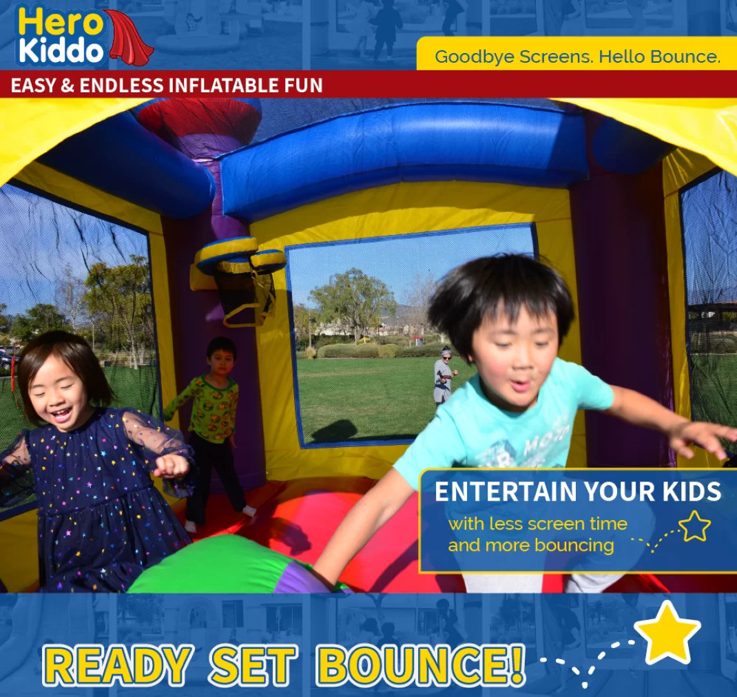 HeroKiddo Enchanted Forest Commercial Grade Bounce House Water Slide (with Blower and Pool ...