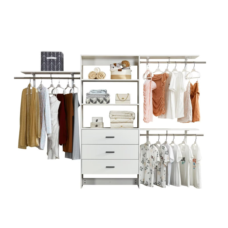 Latitude Run® White Closet System, Walk In Closet Organizer System With ...