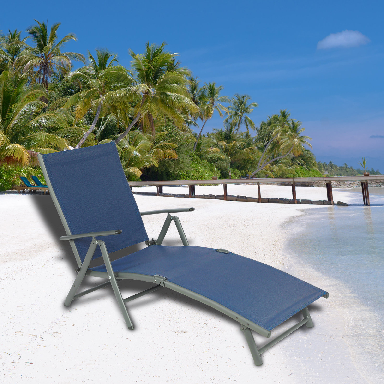 17 Stories Outdoor Adjustable Folding Chaise Lounge Chair, No assembly ...