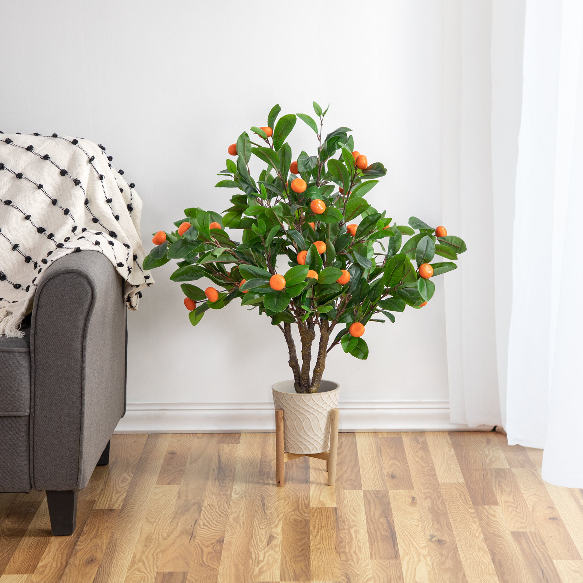 Northlight Seasonal 31" Green and Orange Artificial Citrus Mitis Tree ...