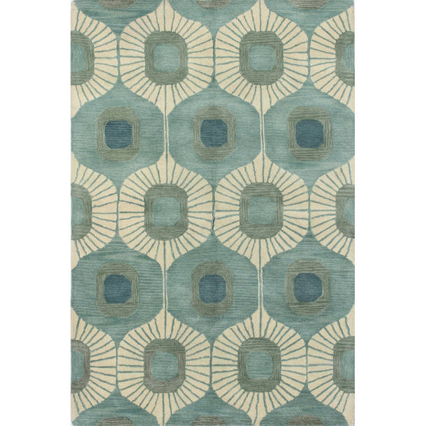 Mercury Row® Sevan Handmade Hand Tufted Wool Aqua Rug & Reviews | Wayfair