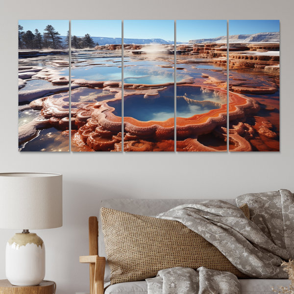 DesignArt Geyser Hot Springs Bath I On Metal 5 Pieces Print | Wayfair
